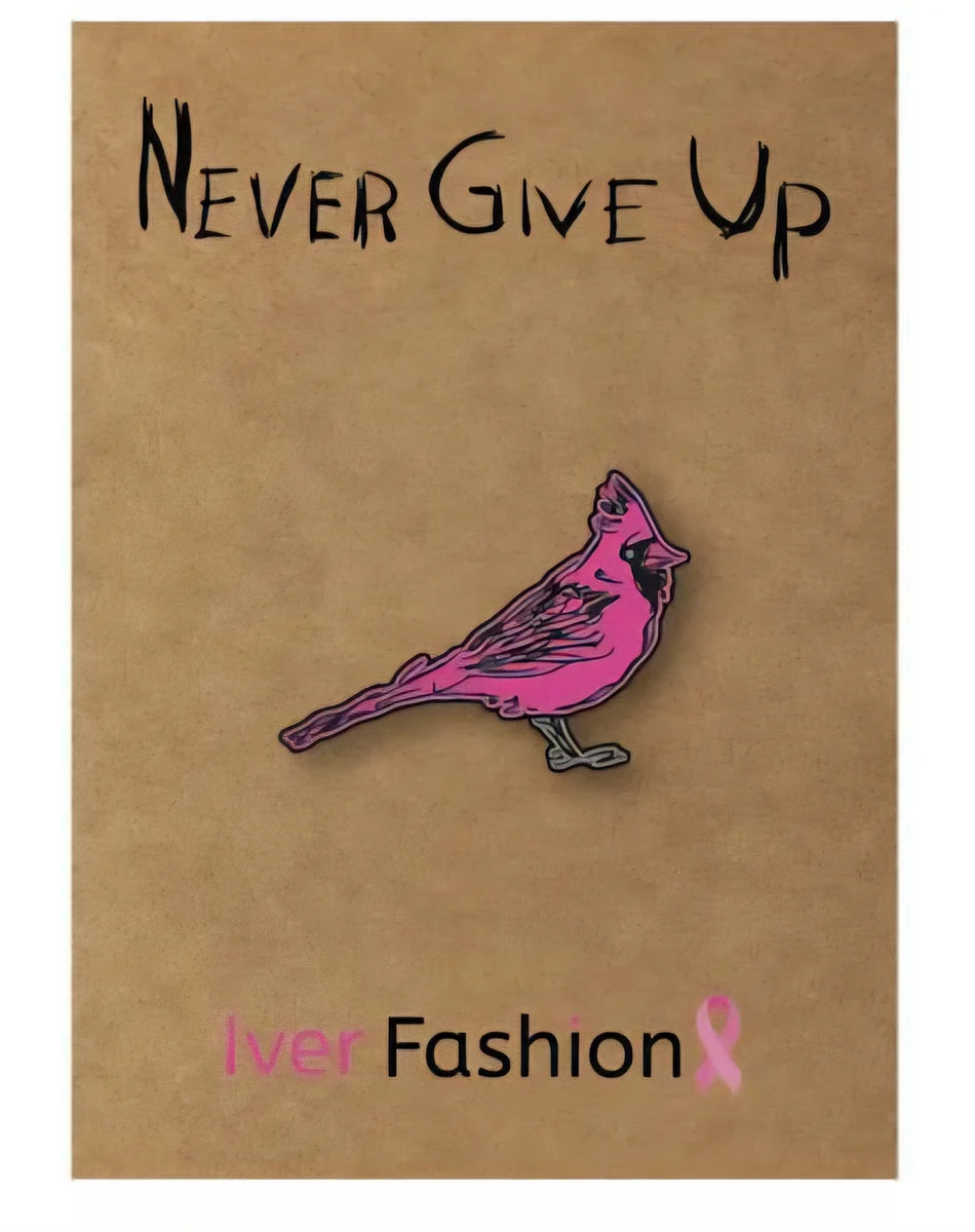 Pink Cardinal Never Give Up Pin – Urban Nature Store