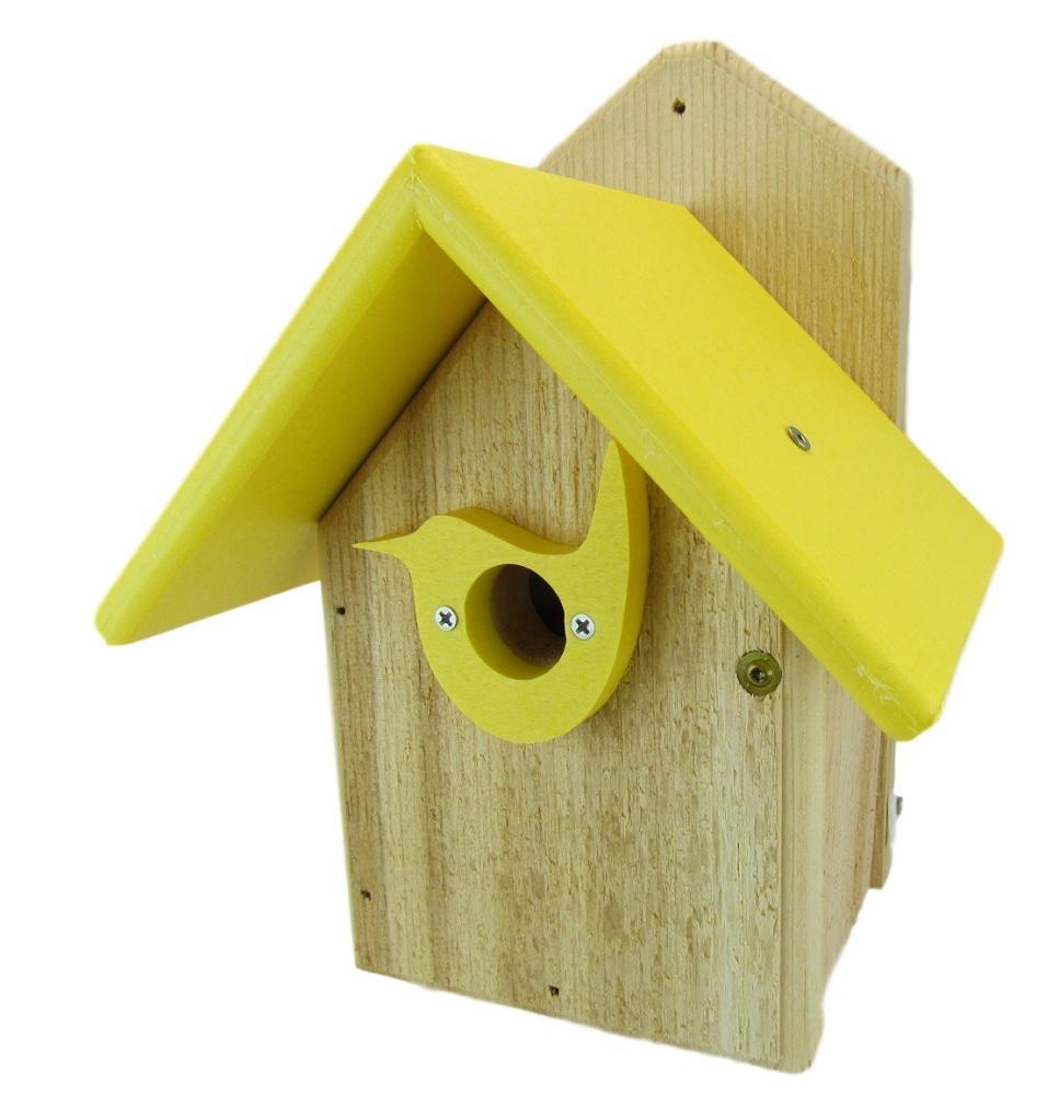 Buy Post Mount Cedar Wren House With Yellow Roof Online With Canadian ...